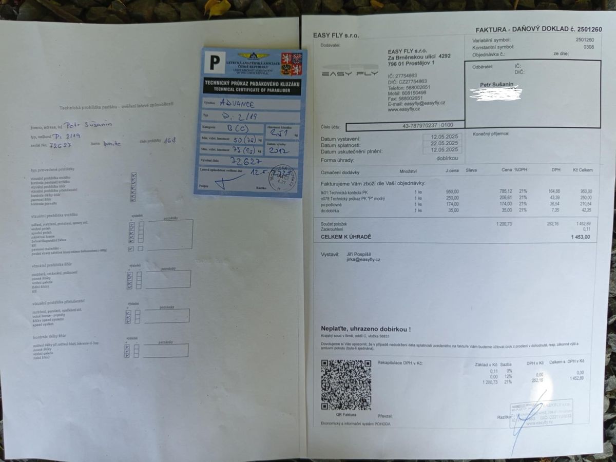 Prodám: Křídlo EN B Advance Pi 2 50-95kg Odlehčeno TK platná TK čerstvá Drobné opravy ...